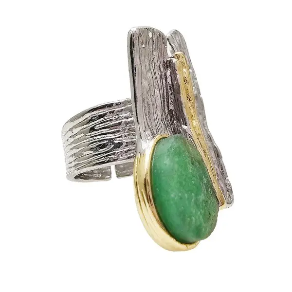 FARRA Aventurine Stone Setting Statement Ring - Green