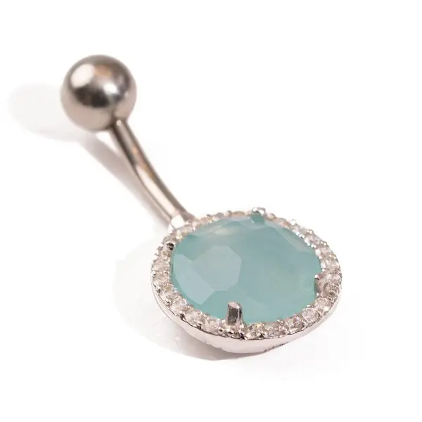 EBRU JEWELRY Aqua Gemstone Sterling Silver Piercing - Blue/silver