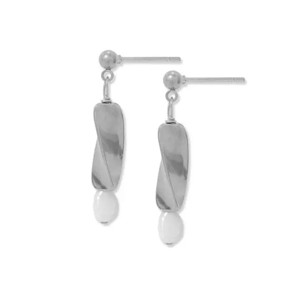 A WEATHERED PENNY Silver Sierra Pearl Studs - Silver/white