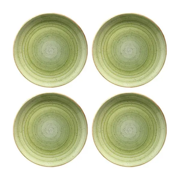 Turgla Home Therapy Round Porcelain Dinner, Entree Plate Set Of Four - Green