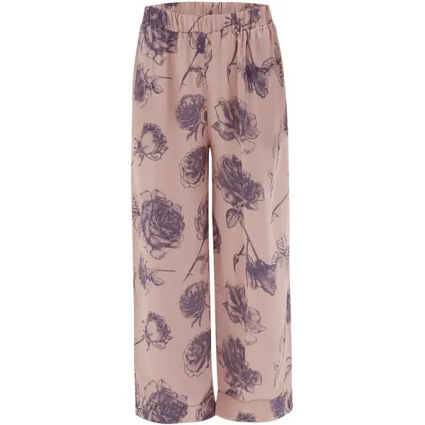 PERALUNA Rosa Rose Patterned Culotte Trousers - Purple