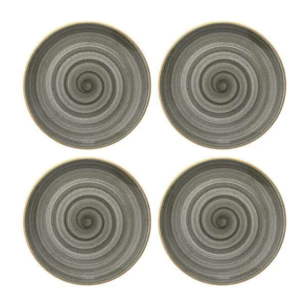 Turgla Home Space Round Porcelain Appetizer, Salad, Plates, Set Of Four - Grey
