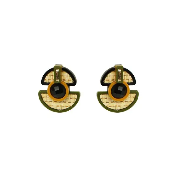 GISSA BICALHO Handmade Four Moons Acrylic Earrings - Green