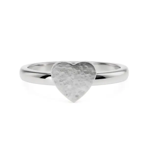 UNALOE Sterling Hammered Heart Ring - Silver