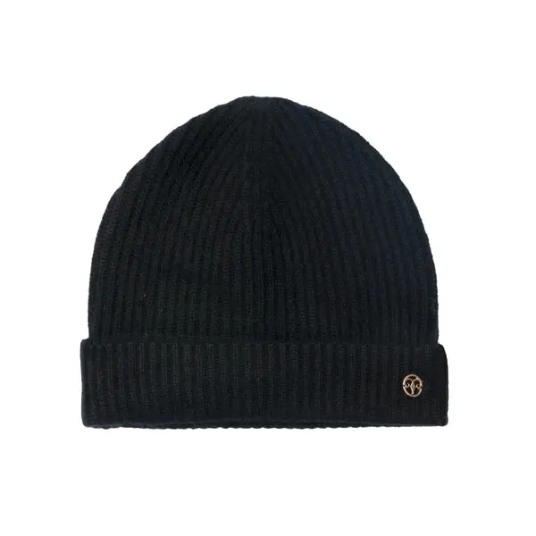 BEL CASHMERE Cashmere Ribbed Beanie - Black