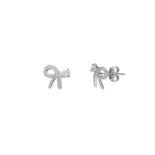 SPERO LONDON Bow Tie Stud Earrings - Silver