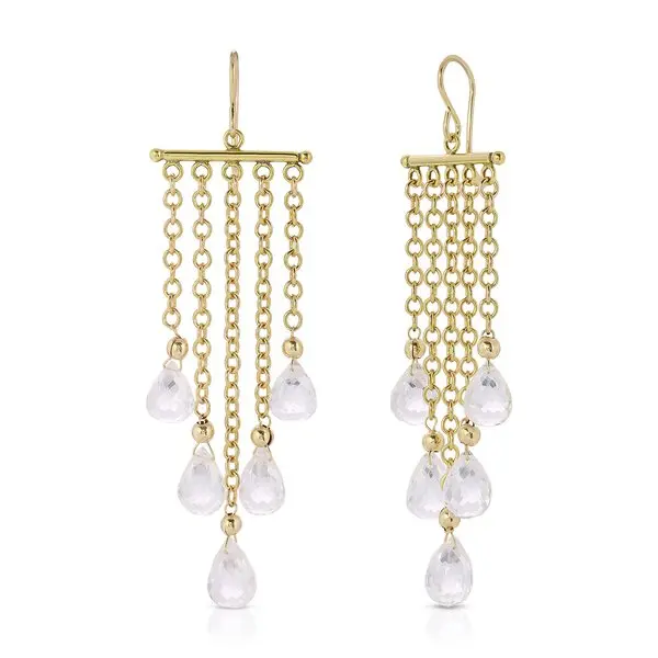 HEATHER HAWKINS Neutrals Three Tier Chandelier Earrings - Yellow
