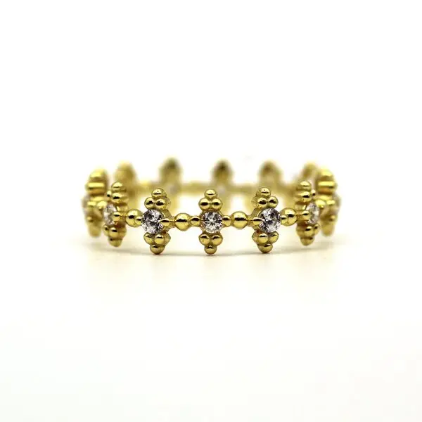 VICSTONENYC FINE JEWELRY Art Deco Natural Diamond Eternity Ring - Gold