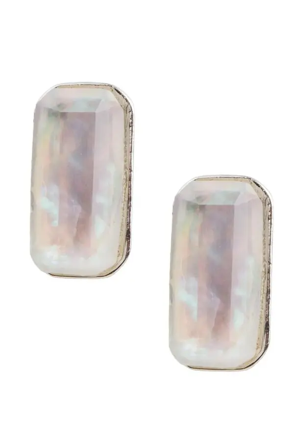 Saachi Prism Baguette Mini Stud Earring - White