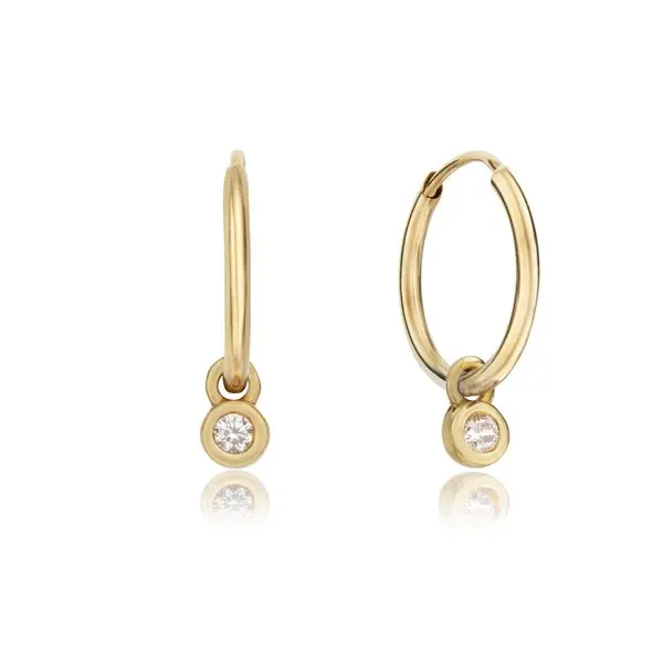 LILY & ROO Solid Mini Diamond Hoop Earrings - Gold