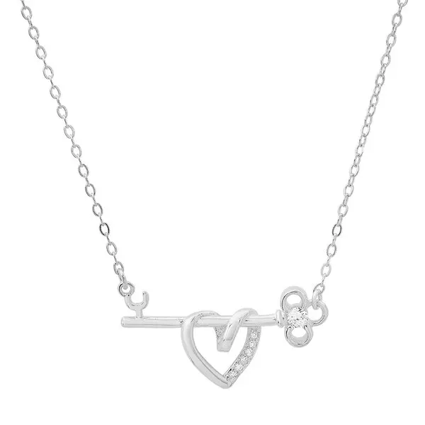 KYLIE HARPER Sterling Diamond Cz 'key To My Heart' Necklace - Silver