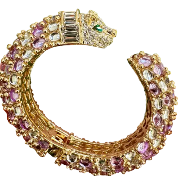 LAURA GRAY Jewel Panther Cuff Bracelet - Purple