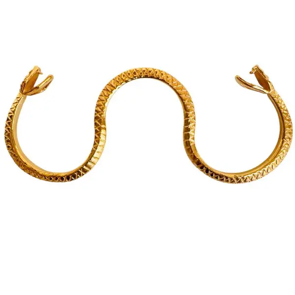 AKI ROC JEWELRY Three-finger Doubled Head Snake Ring - Gold