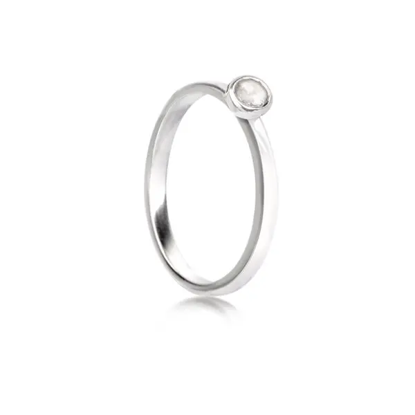 THE JEWELLERY STORE LONDON April Birthstone Stackable Ring With Crystal Gemstone - White/silver