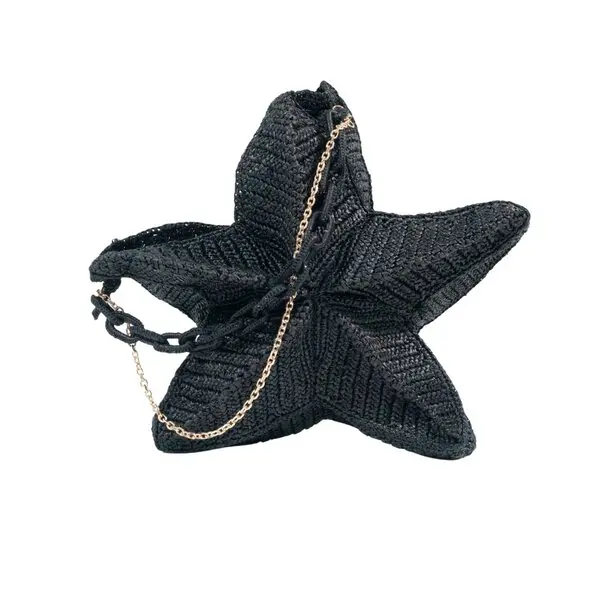 ZANATANY CONCEPTS Raffia Star Bag - Black