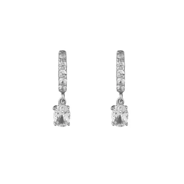 CHIARELLA Silver Zirconia Drop Earrings - Silver/white