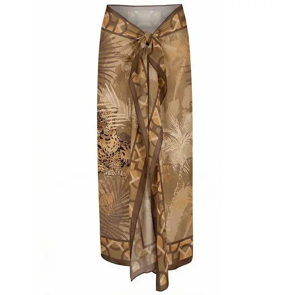 Loveist Store Neutrals Savanna Leo Sarong Pareo - Brown