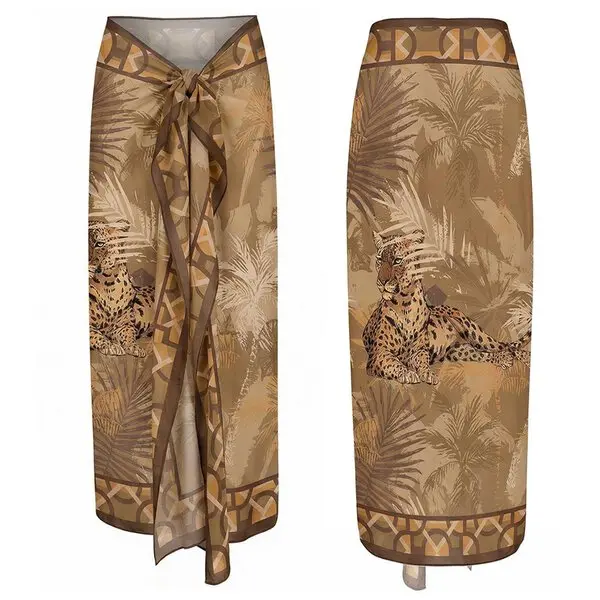Loveist Store Neutrals Savanna Leo Sarong Pareo - Brown