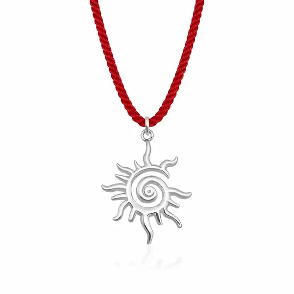 THE PHEIA Sun Pendant Cord Necklace - Silver