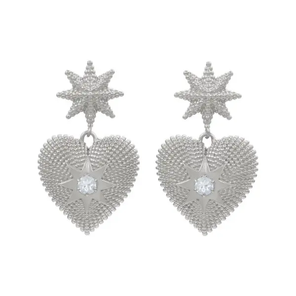 ZOË & MORGAN Brave Heart Aquamarine Earrings - Silver