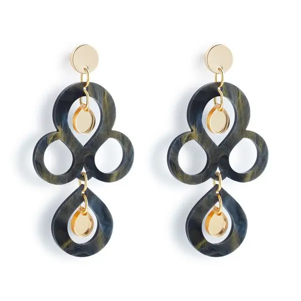 TOOLALLY Petite Batik Earrings - Black/gold