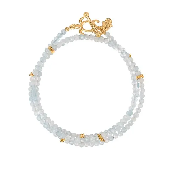 KARMA AND LUCK Aquamarine Turtle Wrap Bracelet - White/blue