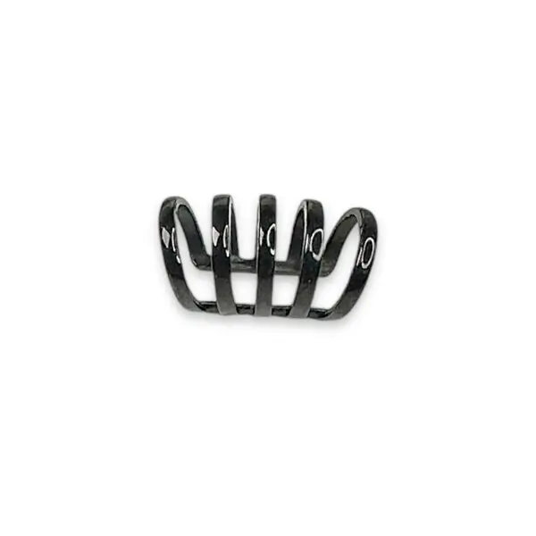 JAGGED HALO JEWELRY Cage Ear Cuff Rhodium - Black