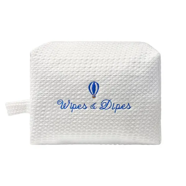 LILLY LOVES Embroidered Waffle Baby Pouch - Blue