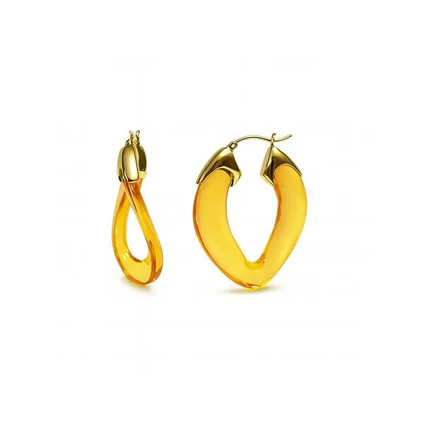 GOLD & HONEY Citrine Citrine Lucite Curb Link Hoop Earrings - Yellow/gold