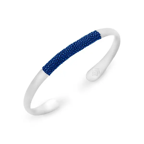 SALLY SKOUFIS Blue Galuchat Leather Cuff - Blue/silver