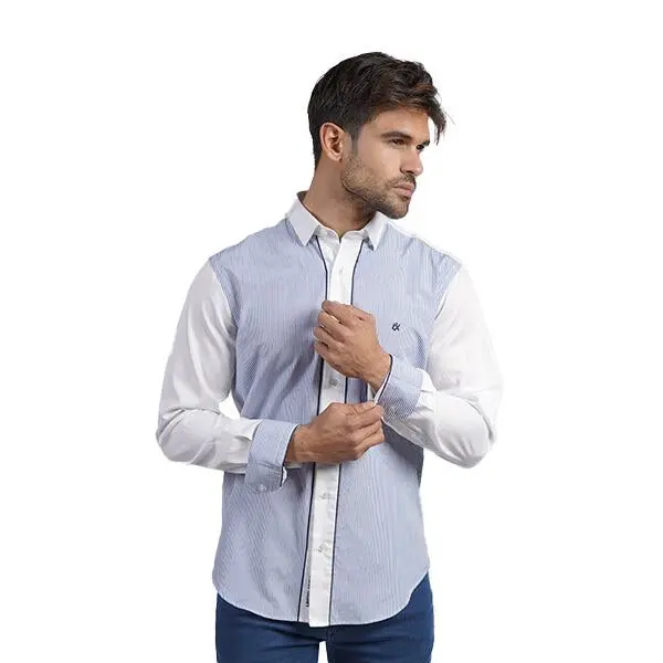 EIGHT X Blue / White The Executive Stripe Button Up Shirt