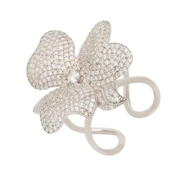 LATELITA Flower Cocktail Ring - White/silver
