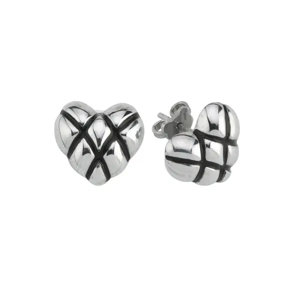 Mishka Heart Stud Earrings - Silver