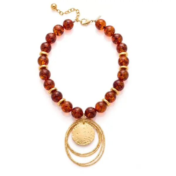 JAREDJAMIN Peacock Dawn Beaded Pendant Necklace - Brown