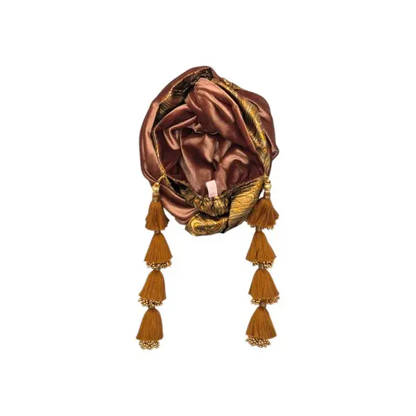 JULIA CLANCEY Cocoa Brocade And Velour Dorado Turban - Brown