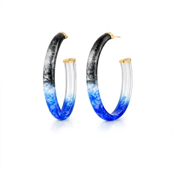 GOLD & HONEY Tie Dye Hoop Earrings - Blue/black