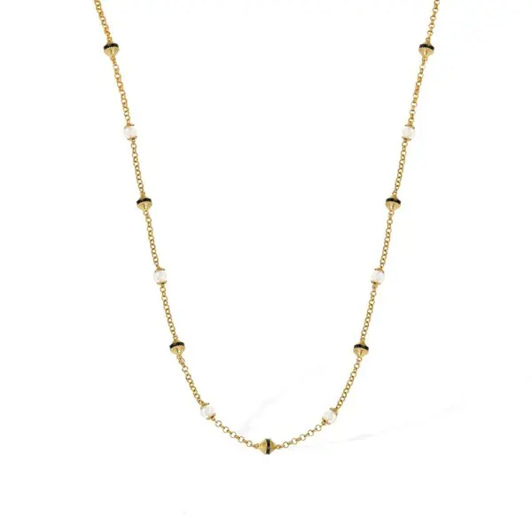 RETRO CHIC Ancient Rome Collection Sautoir Necklace - White/gold/black