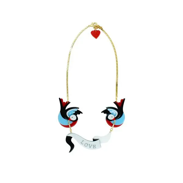 GISSA BICALHO Acrylic Swallows Necklace - Red
