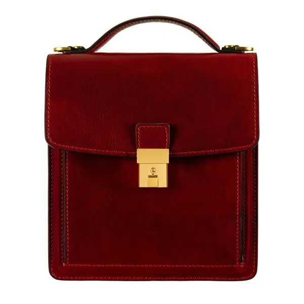 TIME RESISTANCE Small Leather Briefcase - Red