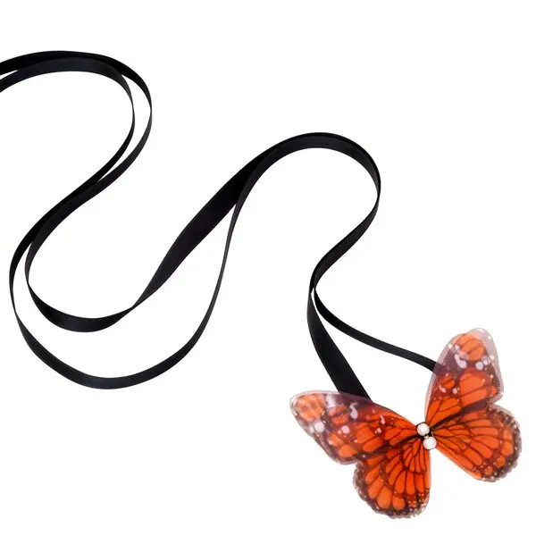 Oana Savu Monarch Butterfly Ribbon Tie Choker - Black