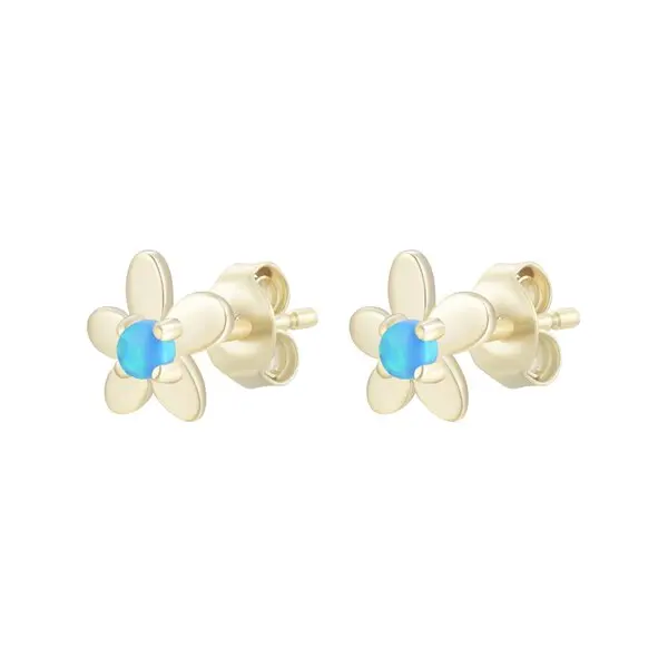 KAMARIA Mini Flower Opal Stud Earrings - Blue