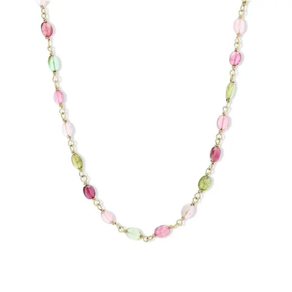 JEWELBIRD Mixed Tourmaline Beaded Choker - Green/pink/yellow