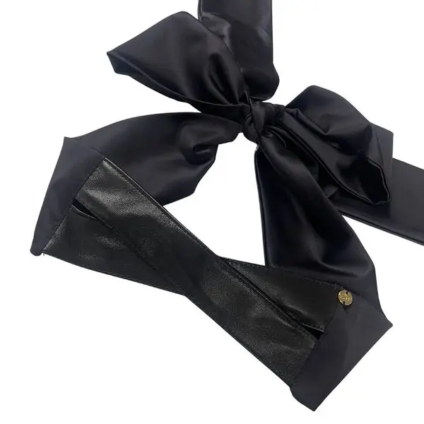 SOMETHING WICKED Real Leather Crossover Blindfold - Black