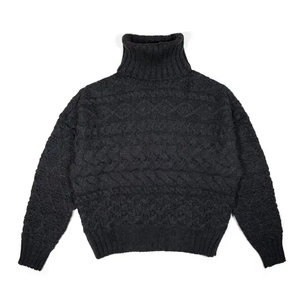 GIGI KNITWEAR Cable Knit Merino Wool Turtleneck Sweater