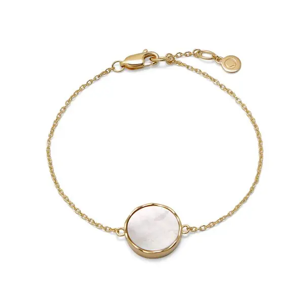 ONNA LONDON Eternal Aral Mother Of Pearl Adjustable Bracelet - Gold
