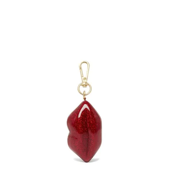 Lulu Guinness Glitter Acrylic Lips Keyring - Red