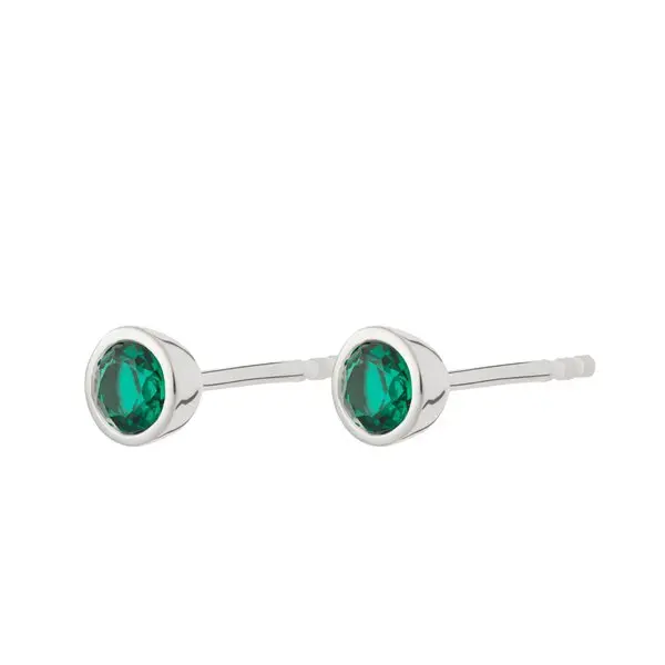 LILY CHARMED Sterling Silver Emerald Stud Earrings - Silver/green