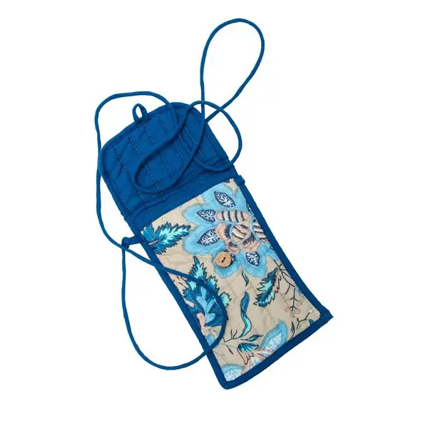 INARA Indigo Lotus Crossbody Phone Bag - Blue