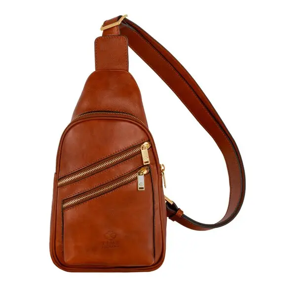 TIME RESISTANCE Leather Sling Bag - Brown