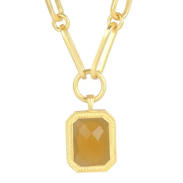 LILA RASA Neutrals Paperclip Chain Citrine Crystal Necklace - Gold